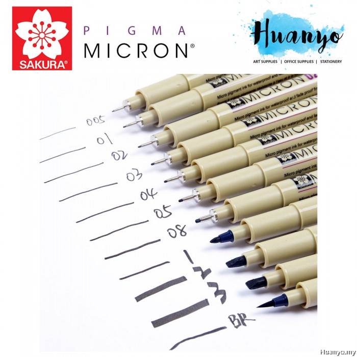 Sakura Pigma Micron Technical Drawing Pen Black (Size 003/005/01/02/03 ...