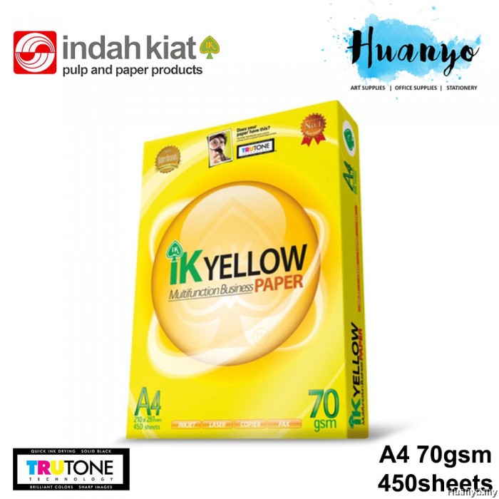 IK Yellow A4 White Paper 70gsm 450 Sheets/Ream
