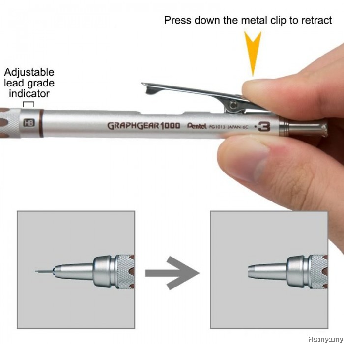 Pentel Graph Gear 1000 Drafting Mechanical Pencil (0.3MM, 0.5MM, 0.7MM ...