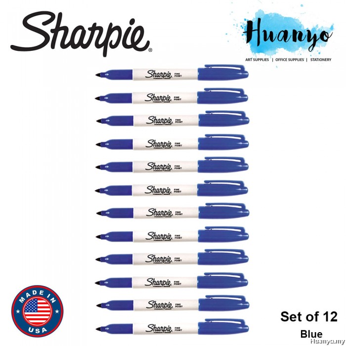Sharpie Permanent Marker Fine (Set of 12, Black/Blue/Red)