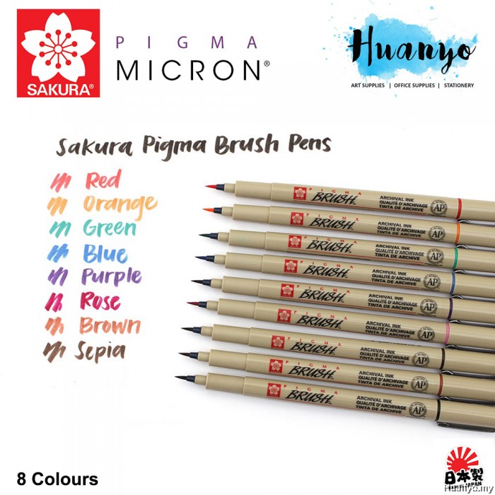 Sakura Pigma Brush Pen Set (Colours of 8)