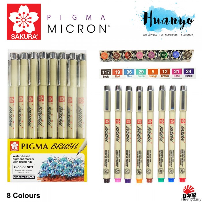 Sakura Pigma Brush Pen Set (Colours of 8)