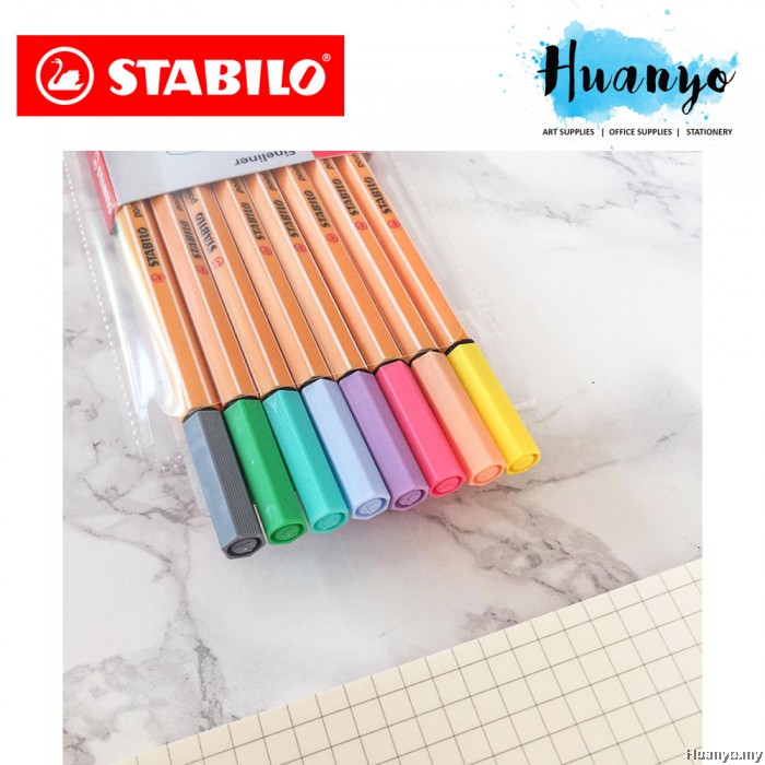 Stabilo Point 88 Fineliner Pen 0.4 mm - 8 Pastel Wallet Set