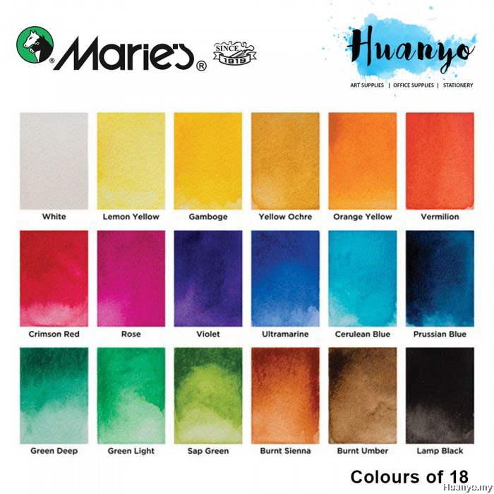 Marie's Water Colour Painting Set (18 Colour X 12ML Tube)