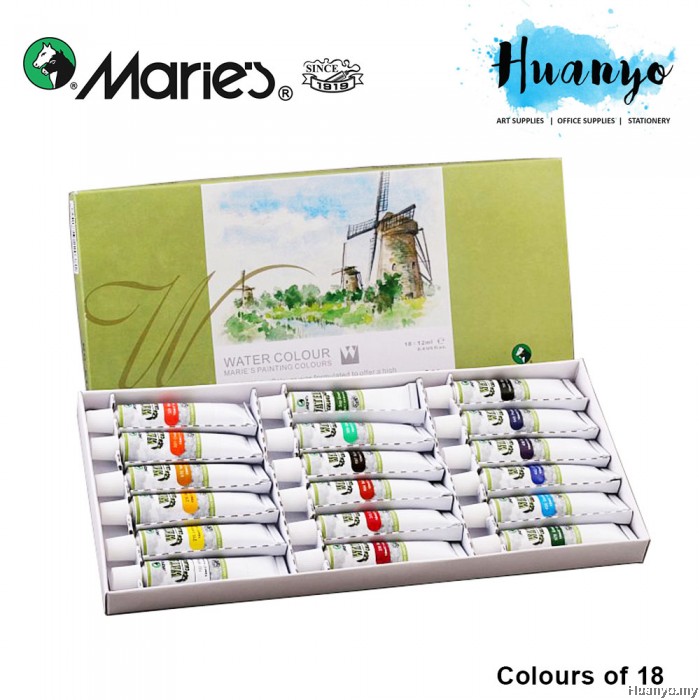 Marie's Water Colour Painting Set (18 Colour X 12ML Tube)