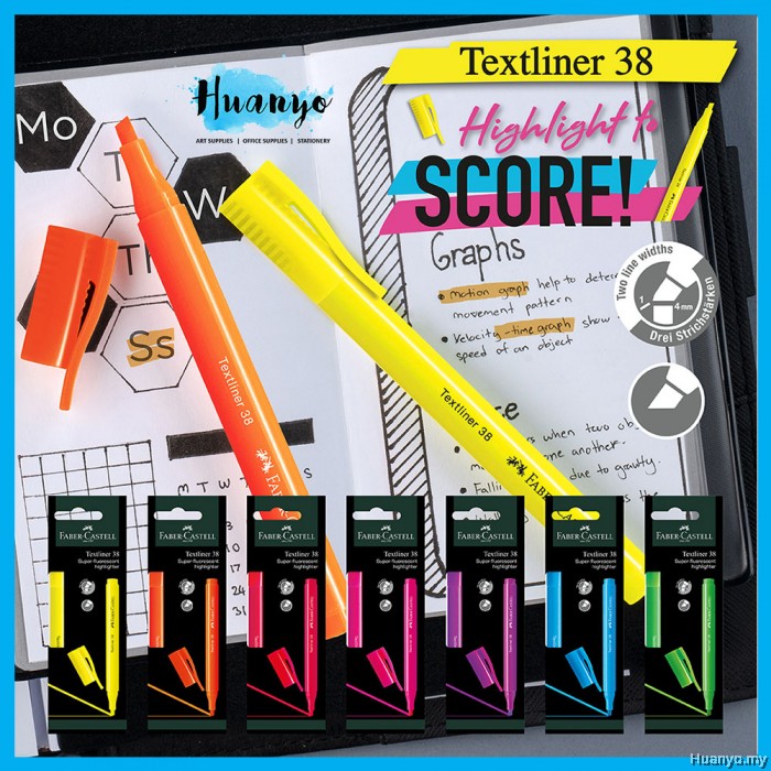 Faber-Castell Textliner 38 Pastel & Super Fluorescent Colour ...