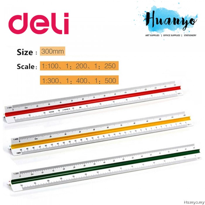 Deli High Precision Drawing Scale Ruler 30cm (1:100 1:200 1:250 1:300 1 ...