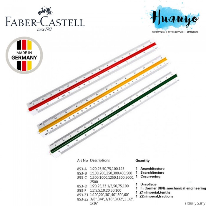 Faber-Castell Architect Technical Drafting Triangular Scale Ruler 853 ...