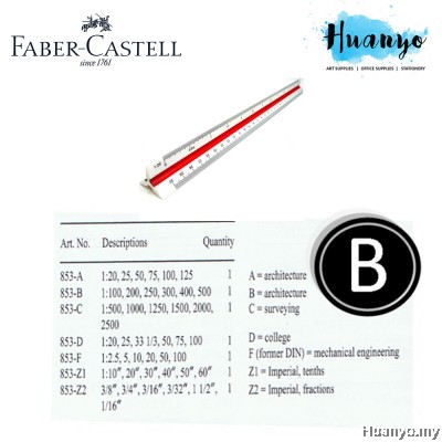 Faber-Castell Architect Technical Drafting Triangular Scale Ruler 853 ...