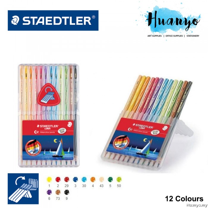 Staedtler Luna Water Colour Color Pencil - 12 Colour (Slim Plastic Case ...