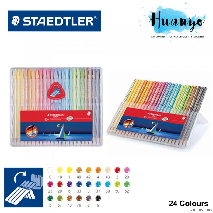 Staedtler Luna Water Colour Color Pencil - 24 Colour (Slim Plastic Case ...