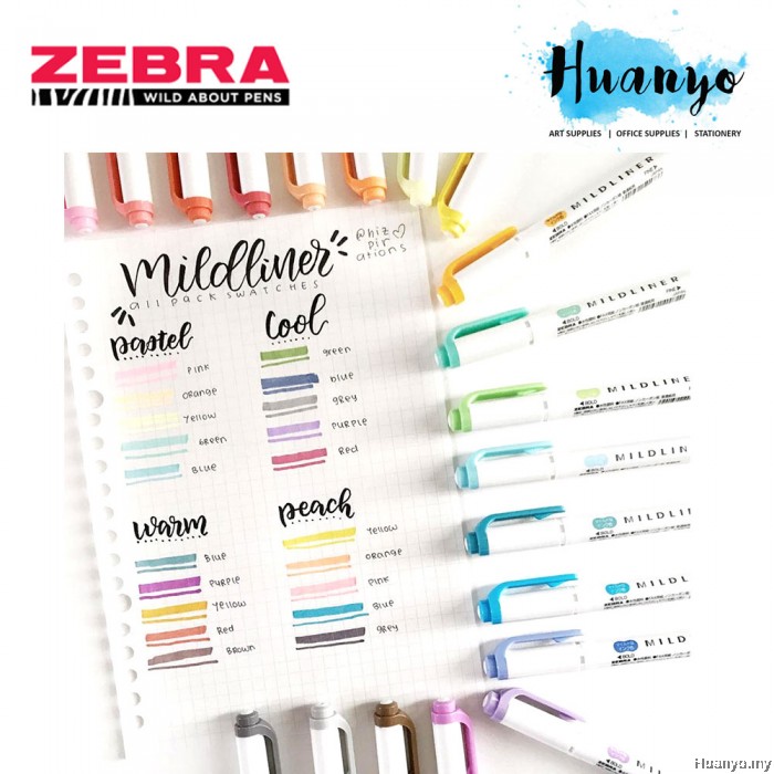 Zebra Mildliner Double Sided Twin Tip Highlighter Pen Set of 5