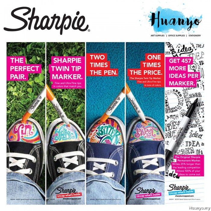 Sharpie Double Twin Tip Permanent Marker Fine & Ultra Fine Tip (Per Pcs ...
