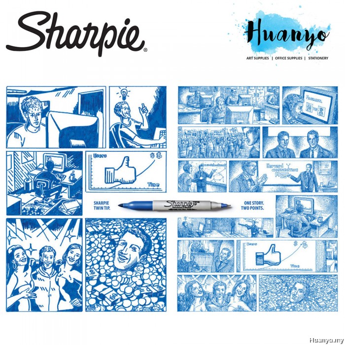 Sharpie Double Twin Tip Permanent Marker Fine & Ultra Fine Tip (Per Pcs ...
