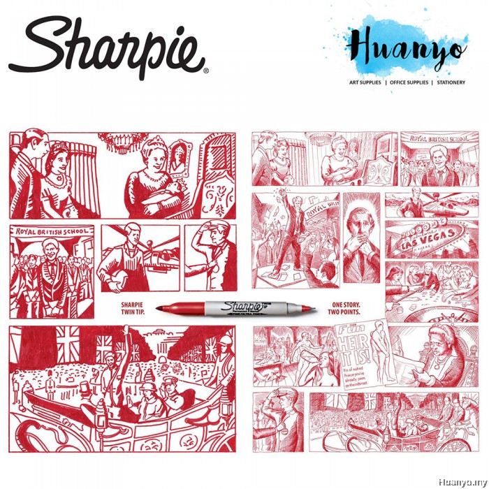 Sharpie Double Twin Tip Permanent Marker Fine & Ultra Fine Tip (Per Pcs ...