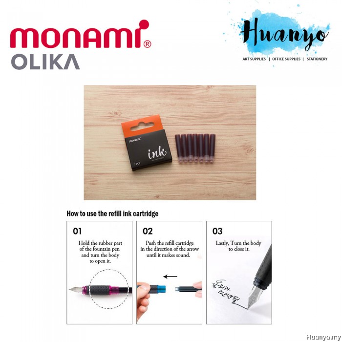Monami Olika Fountain Pen Ink Cartridge 7 Pcs Refill Set (Per pack)