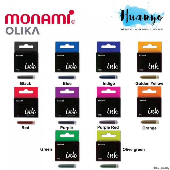 Monami Olika Fountain Pen Ink Cartridge 7 Pcs Refill Set (Per pack)