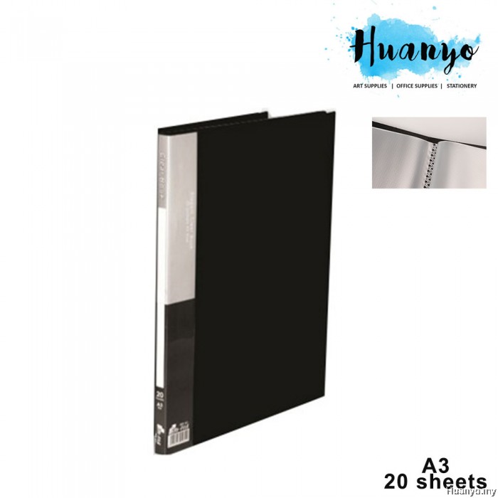 KoBest PVC Hard Cover Plastic Clear Book Holder Folder A3 (20 Pockets)