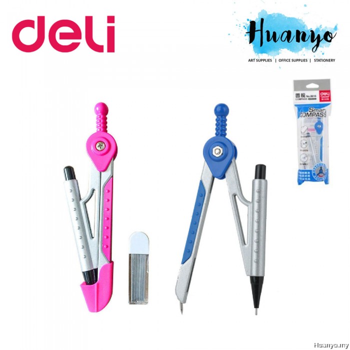 Deli Geometry Math Drawing Metal Compass with Mechanical Pencil 0.5MM