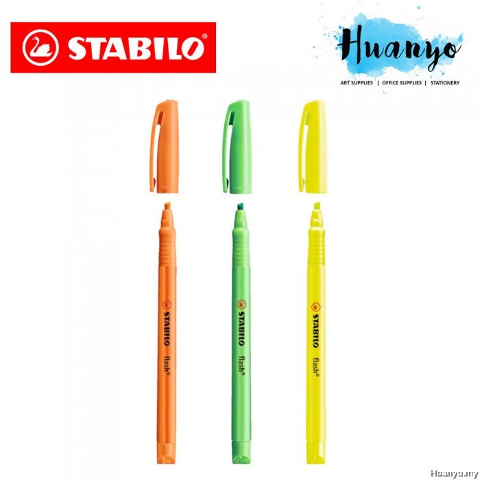 Stabilo Flash Slim Neon Highlighter Textliner Pen Value Pack (Set of 3)
