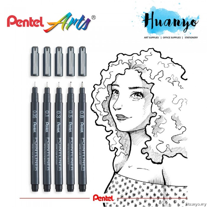 Pentel Pointliner S20P Technical Drawing Drafting Sketching Pen (Black ...