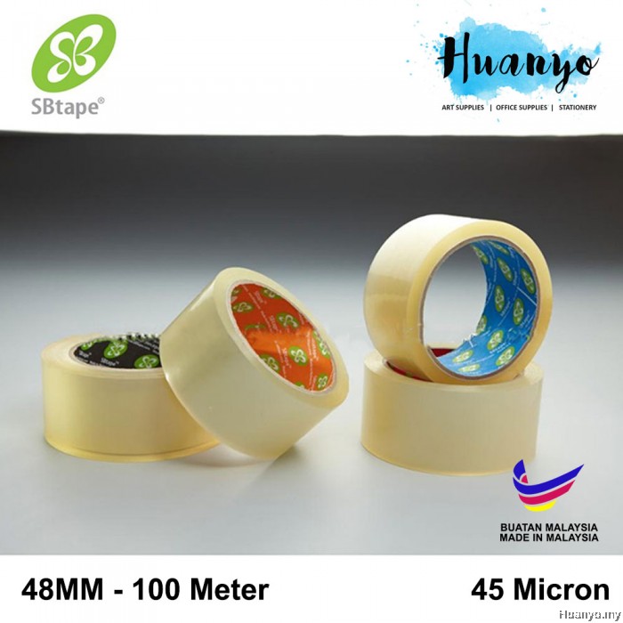 SB Tape Packaging Transparent Clear OPP BOPP Tape 48MM x 100 Meter (Per ...