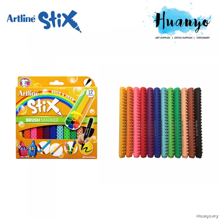 Artline Stix Calligraphy Brush Marker Pen 4 / 6 /12 / 20 Colour Value Set