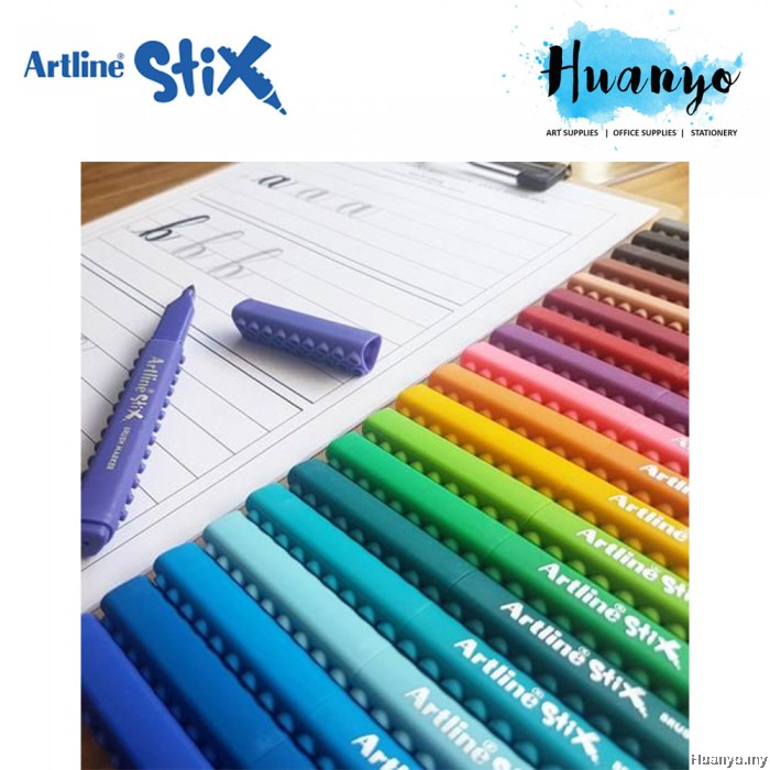 Artline Stix Calligraphy Brush Marker Pen 4 / 6 /12 / 20 Colour Value Set
