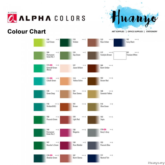 Alpha Artists' Water Colour Watercolour 7.5ML Tube (Per Pcs)