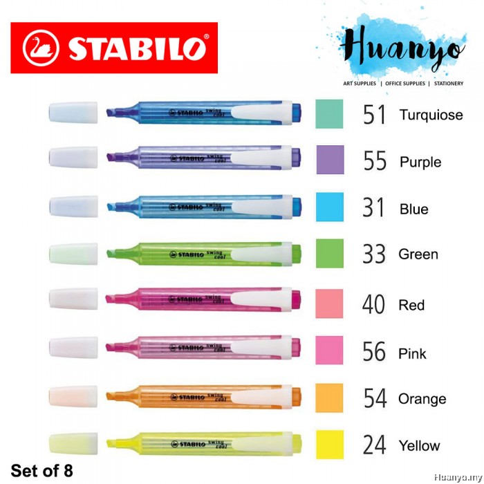 Stabilo Swing Cool Original Colour Highlighter Highlight Pen (Set of 8)
