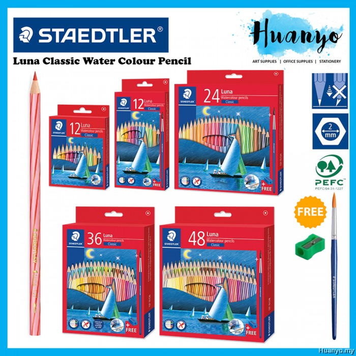 Staedtler Luna Water Colour Pencil (Color Set of 12S / 12L/ 24L / 36L ...