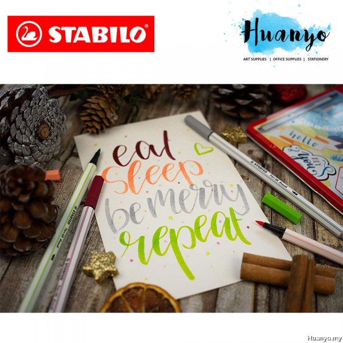 Stabilo Premium Calligraphy Drawing Water Colour Fibre Brush Tip Pen 68 ...