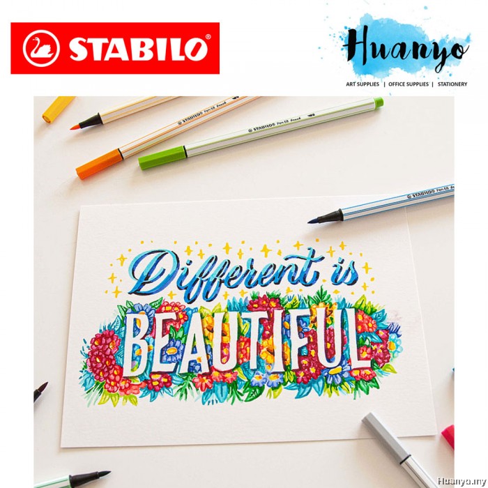 Stabilo Premium Calligraphy Drawing Water Colour Fibre Brush Tip Pen 68 ...