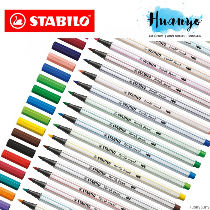 Stabilo Premium Calligraphy Drawing Water Colour Fibre Brush Tip Pen 68 ...