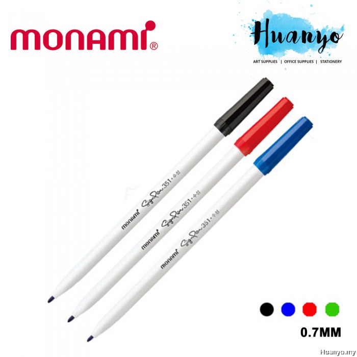 Monami Water Based Fine Liner Sign Pen 351 0.7MM (Black, Blue, Red, Green)