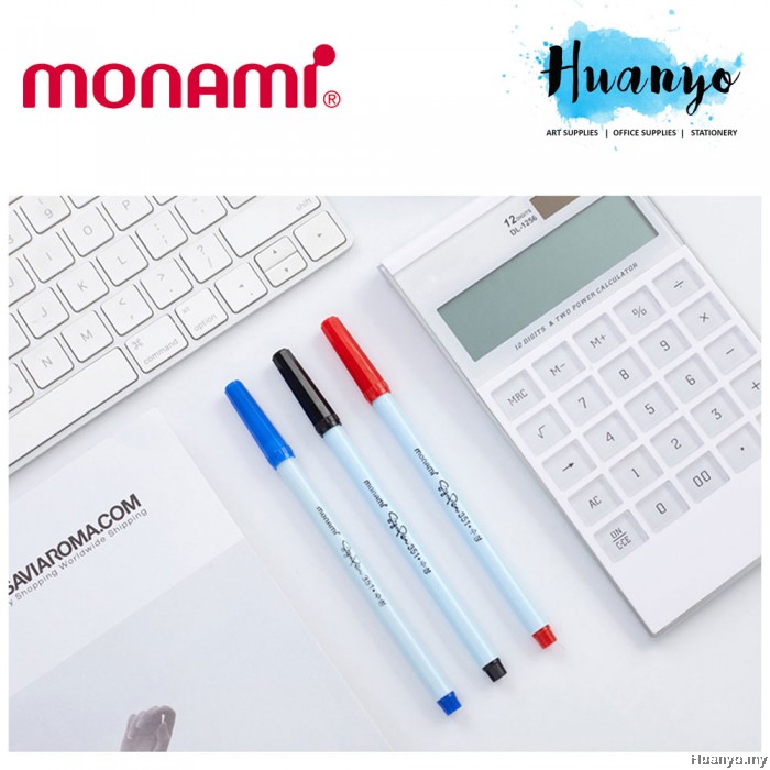 Monami Water Based Fine Liner Sign Pen 351 0.7MM (Black, Blue, Red, Green)