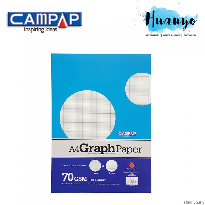 CAMPAP Premium A4 Graph Paper Pack 70gsm (1mm & 2MM Grid Square)