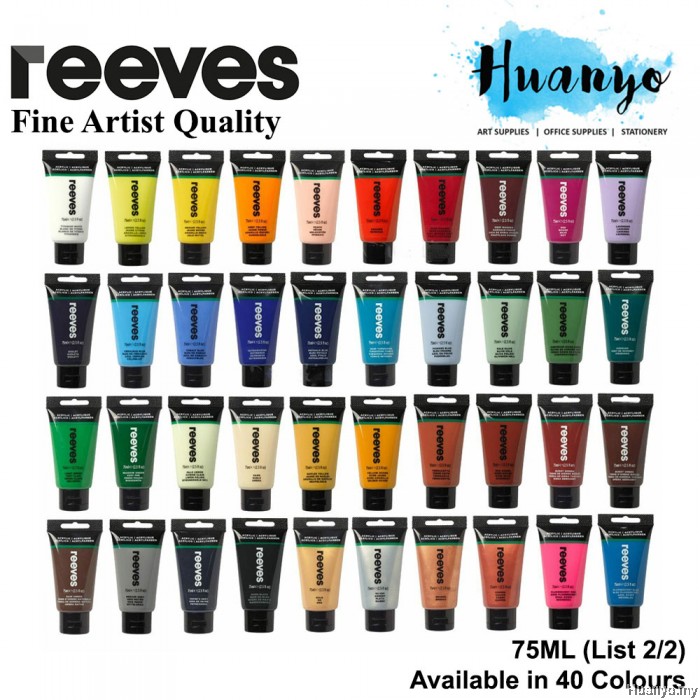 Reeves Fine Artist Quality Series Acrylic Colour Paint (75ML) [Per Tube ...