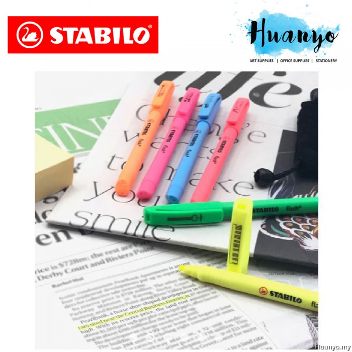 Stabilo Flash Slim Neon Highlighter Textliner Pen (Set of 6)