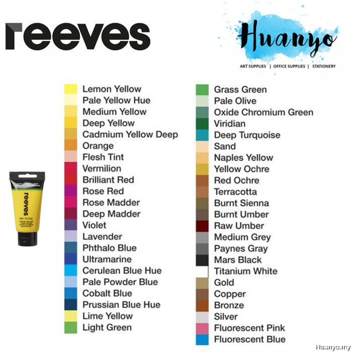 Reeves Fine Artist Quality Series Metallic Acrylic Colour Paint (75ML ...