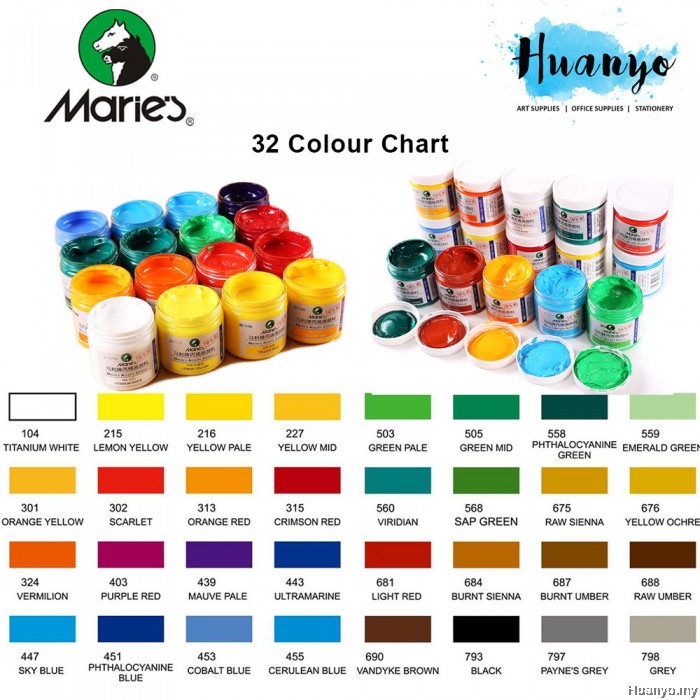 Marie's Acrylic Colour Paint 100ML No. A-1000 (Per Bottle)