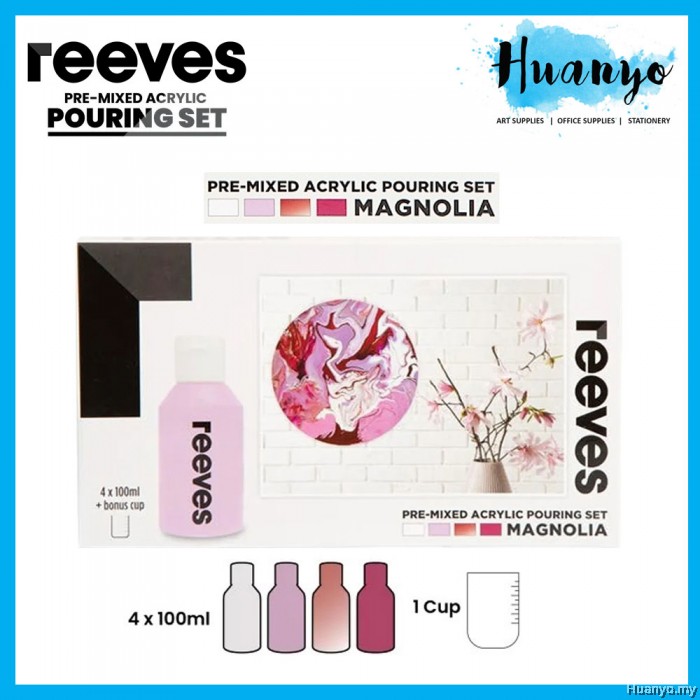 Reeves Pre-Mixed Acrylic Pouring Medium Painting Colour Set (Color Set ...