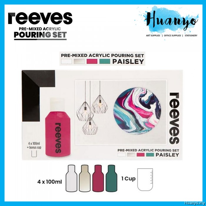 Reeves Pre-Mixed Acrylic Pouring Medium Painting Colour Set (Color Set ...