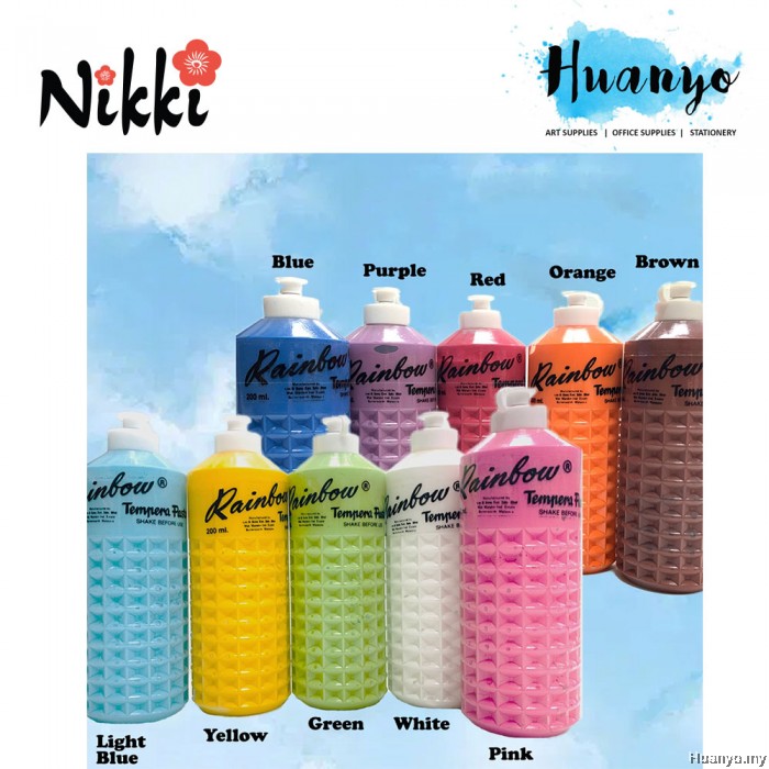 Nikki Rainbow Non Toxic Tempera Paste Colour Paint (200ML, Per Bottle ...