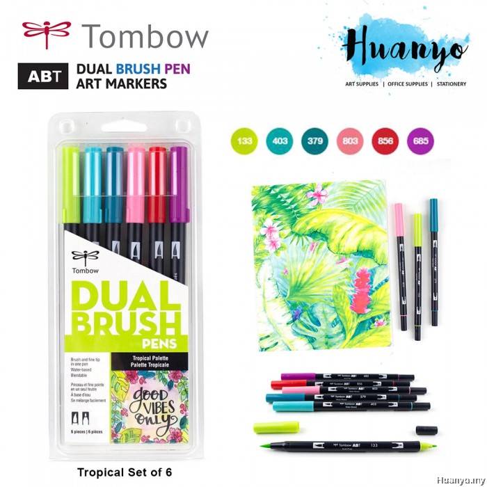 Tombow ABT Dual Tips Drawing & Calligraphy Brush Pen Pallete Colour ...