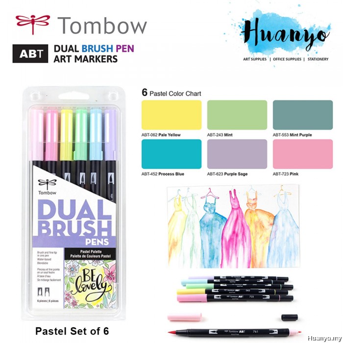 Tombow ABT Dual Tips Drawing & Calligraphy Brush Pen Pallete Colour ...