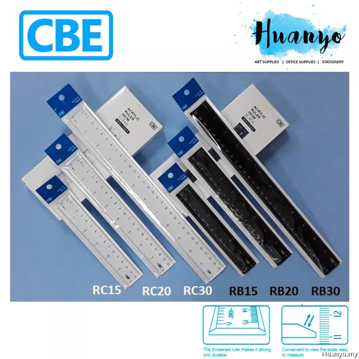 CBE Plastic Acrylic Straight Ruler With CM & Inch [Black & Transparent ...