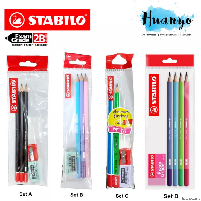 Stabilo Exam Grade 2B Graphite Pencil (Black & Colour Series, Set of 12 ...