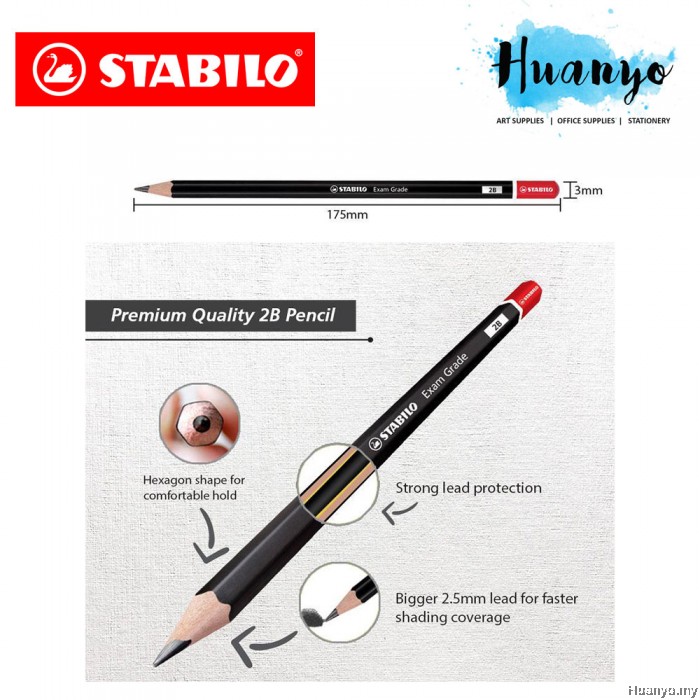 Stabilo Exam Grade 2B Graphite Pencil (Black & Colour Series, Set of 12 ...