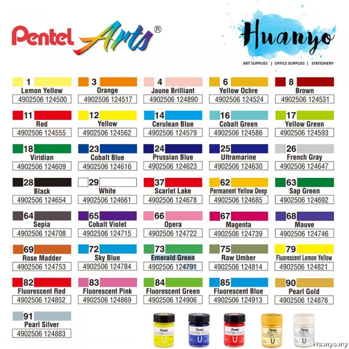 Pentel Poster Colour Paint 30ML (List 1/2)